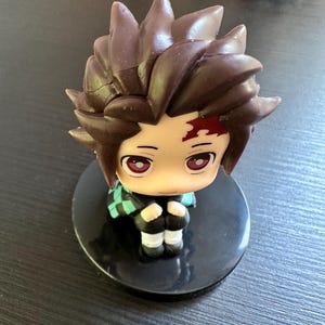Set of 6 Mini Demon Slayer Figures – Sitting Pose With Stands, Cute ...
