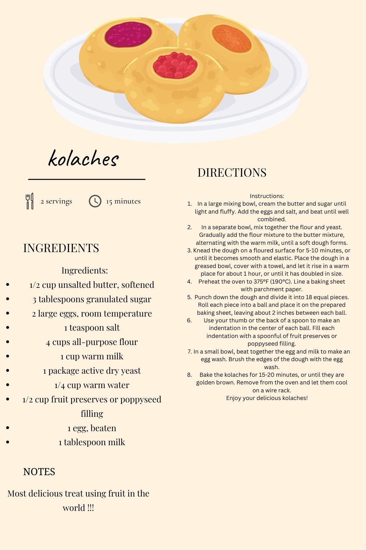 Kolache Homade Sweet Fruit Breakfast Dessert - Etsy