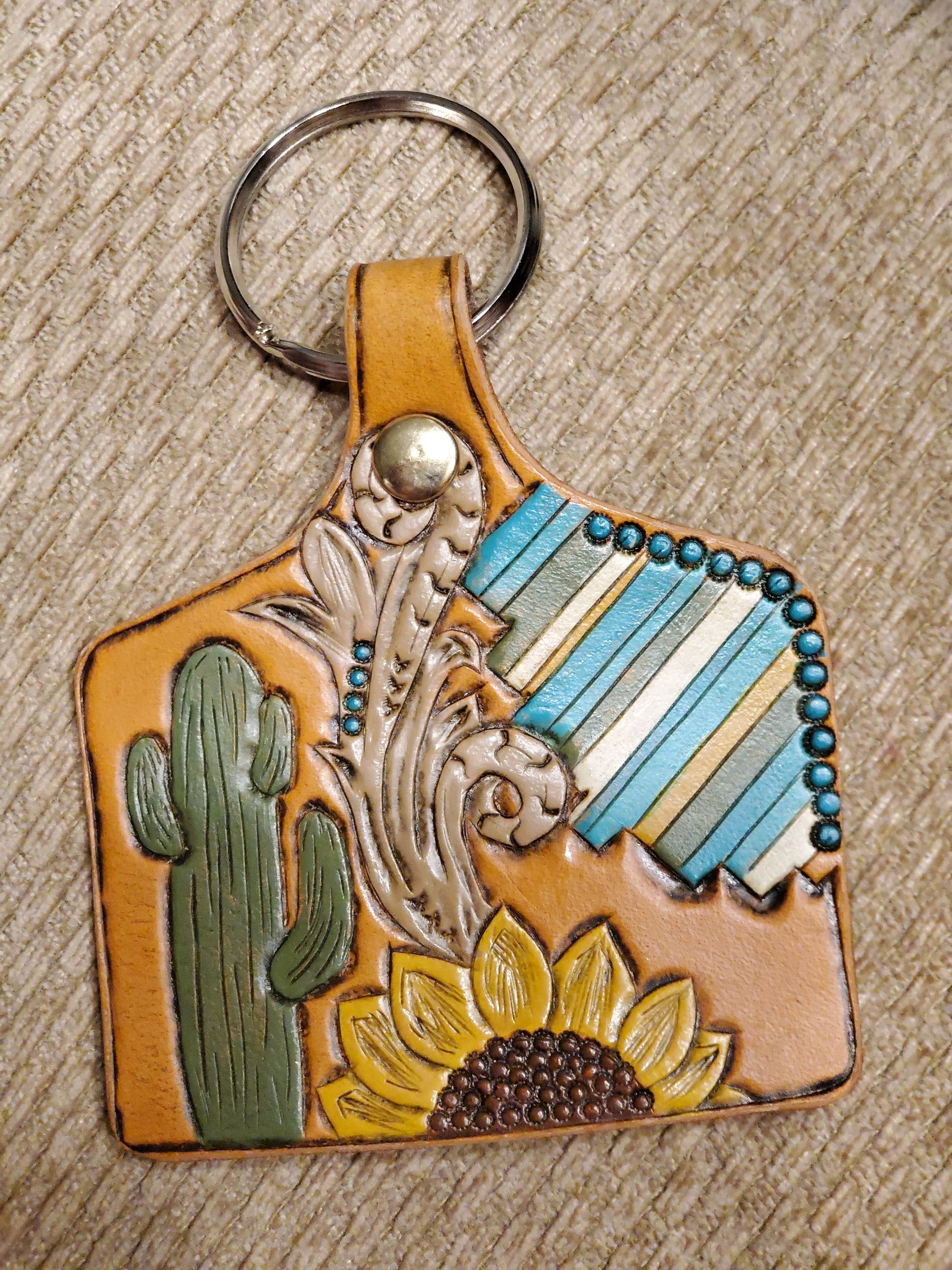 Tooled Leather Keychain - Etsy