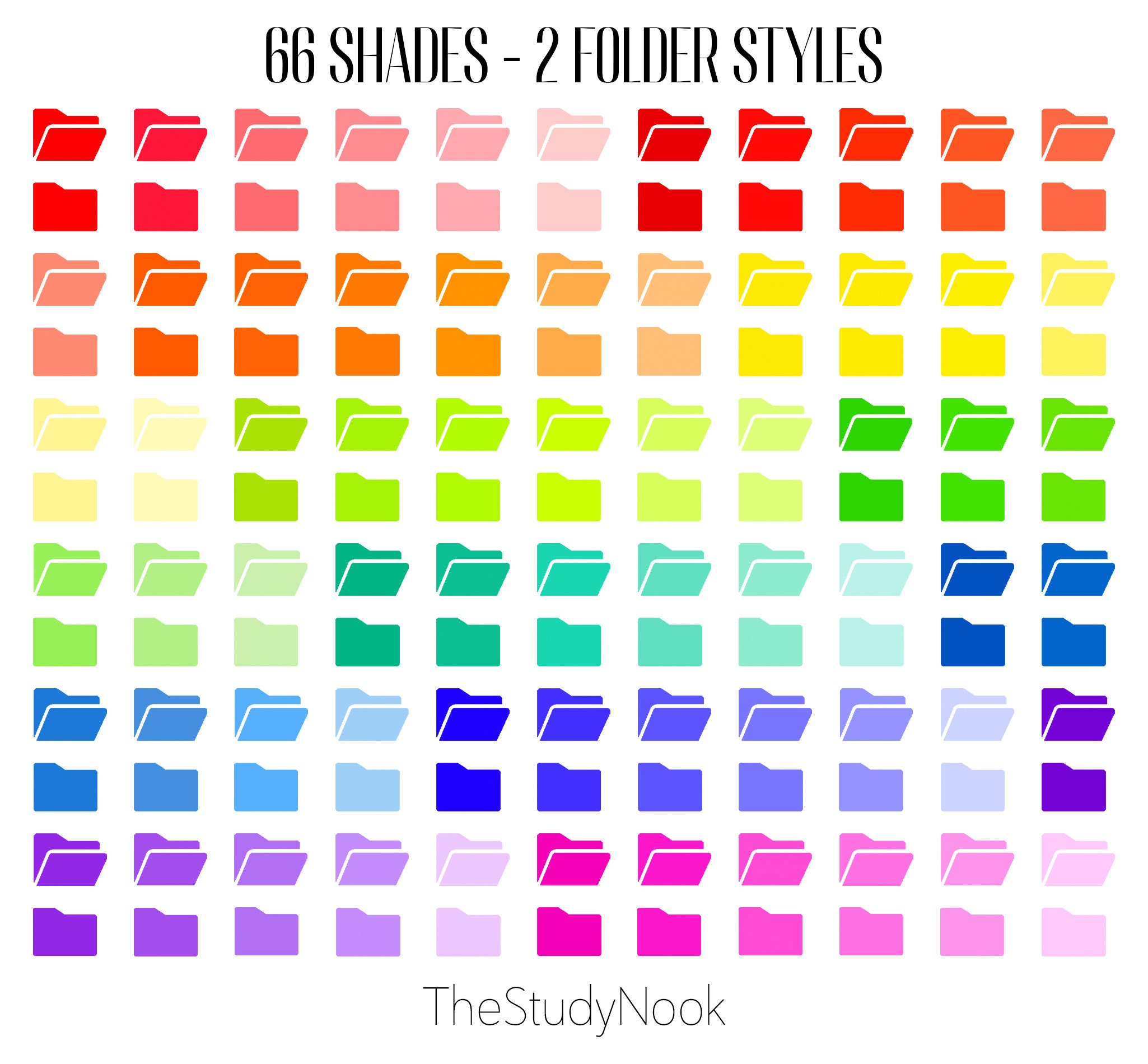 66 Vivid Rainbow Desktop Folder Icons Thestudynook | Etsy