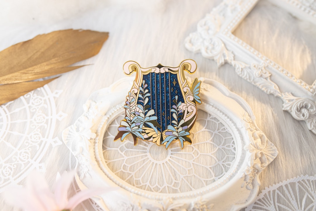 Vintage Chorus Harp Enamel Pin Badge, Gold & Silver Hard Enamel Pin ...