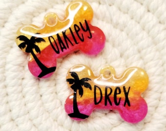 Beach Sunset Dog ID Tag Personalized Pet ID Tag Quiet Dog Tag Beach ...