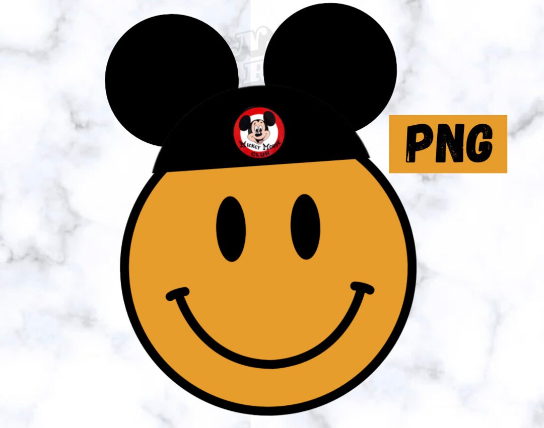 Theme Park Happy Face Png, Mouse Ears Smiley Face, Cute Retro Png ...