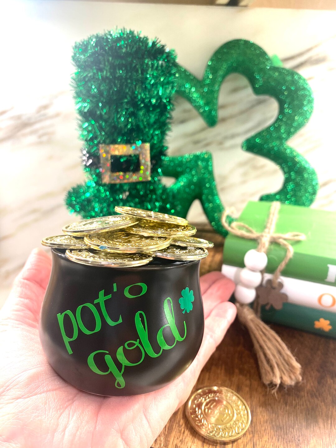 St Patricks Tiered Tray Decor | St Patricks Pot of Gold Coins | St ...