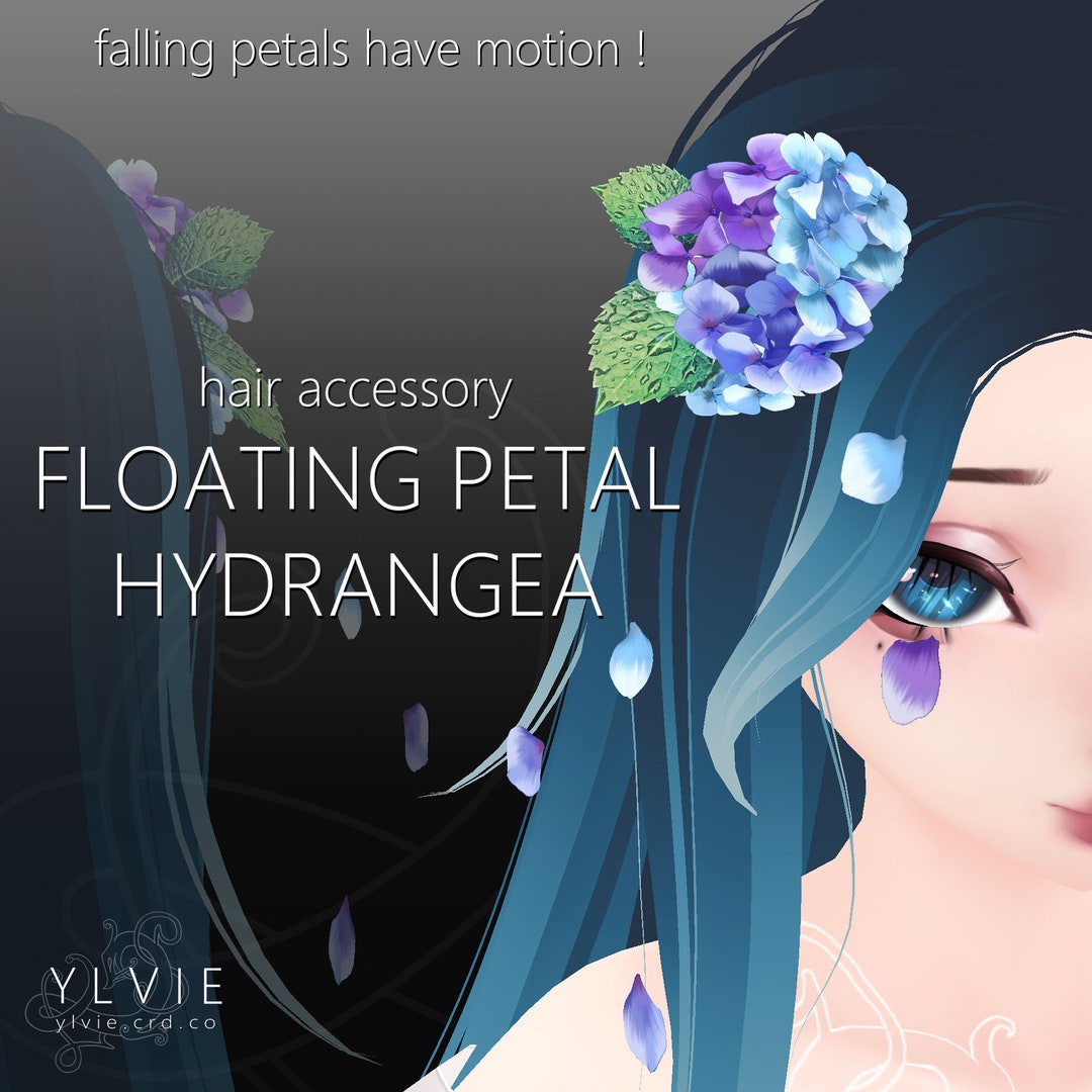 Vroid Hydrangea Hair Accessory W/ Floating Petals - Etsy