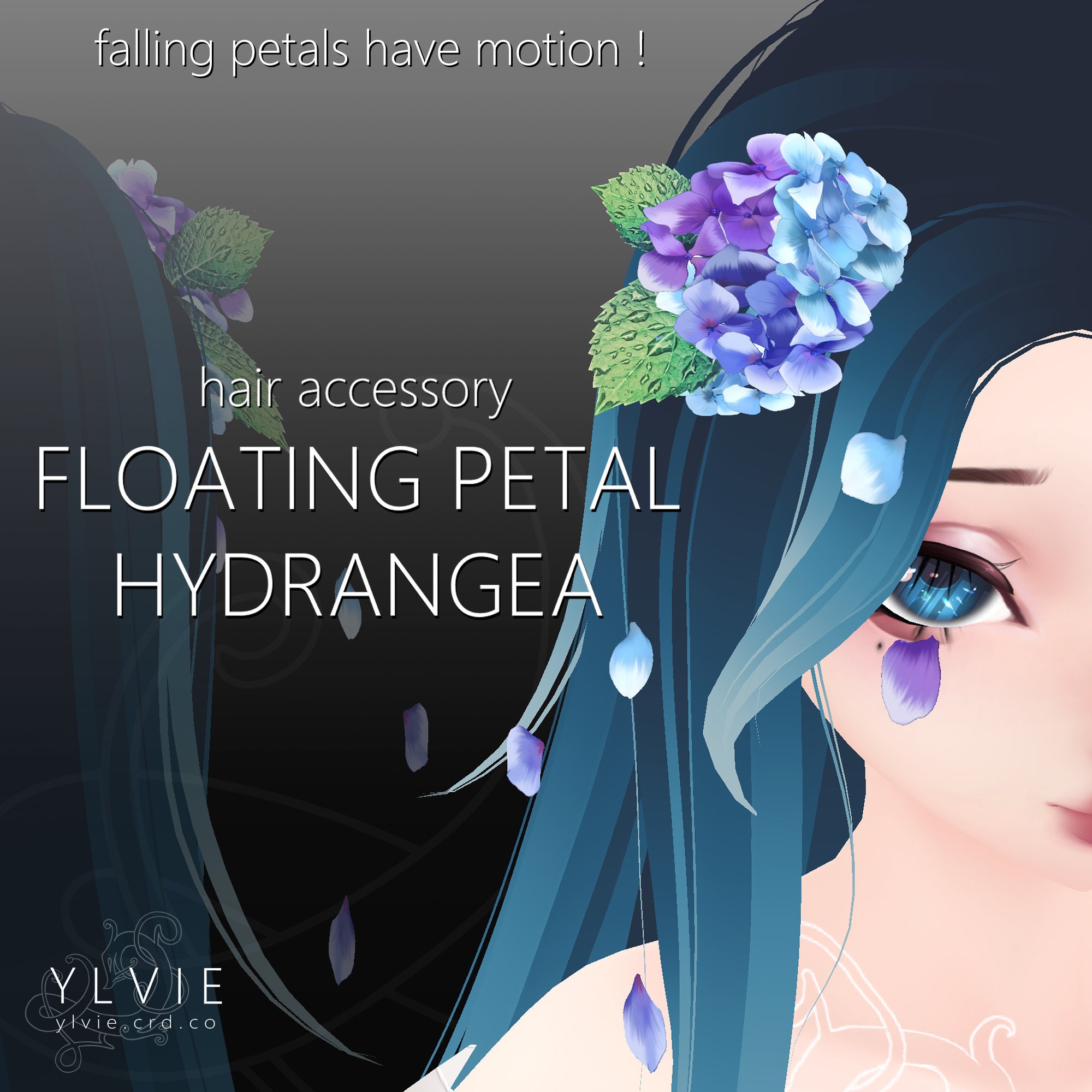 Vroid Hydrangea Hair Accessory W/ Floating Petals - Etsy