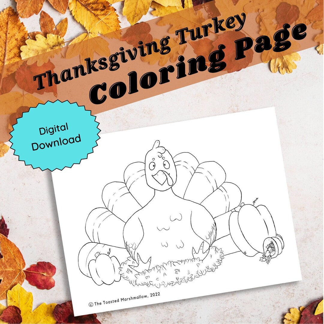 Cute Downloadable Fall Turkey Coloring Page, Fun Activity for Kids - Etsy