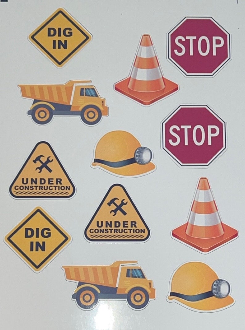 Construction Themed Stickers, Party Stickers, Construction Party ...