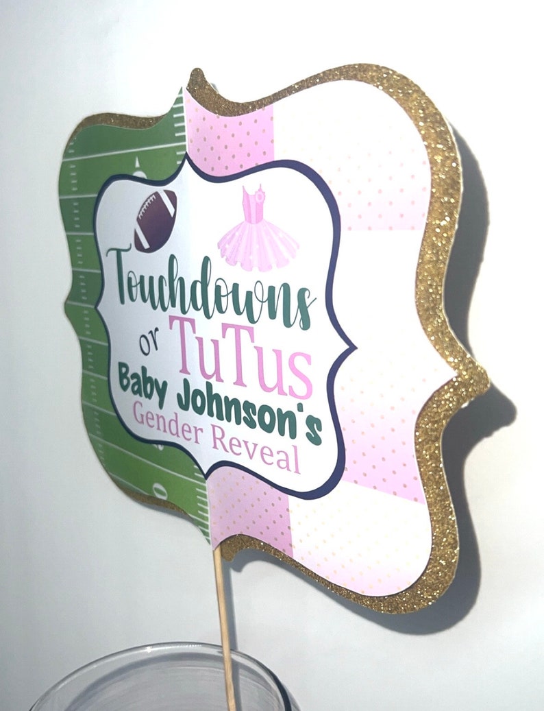 Touchdowns or Tutus Gender Reveal Cake Topper, Centerpiece, Gender ...
