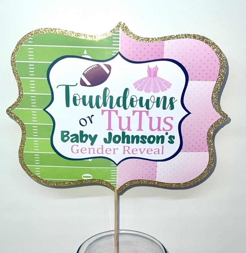 Touchdowns or Tutus Gender Reveal Cake Topper, Centerpiece, Gender ...