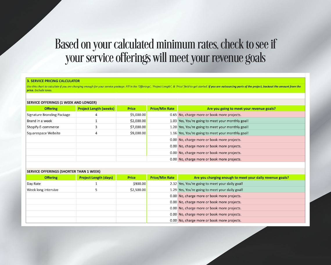Pricing Calculator Template, Service Pricing Guide, Service Pricing ...