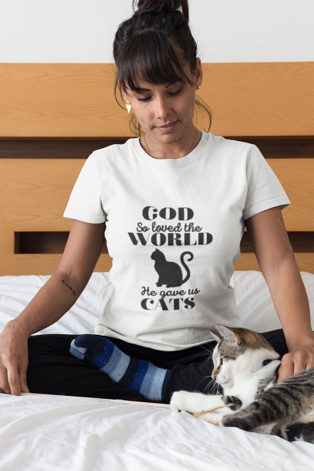 God Gave Us Cats Tee Shirt,cat Lovers Gifts,christian Cat Lovers,god's ...