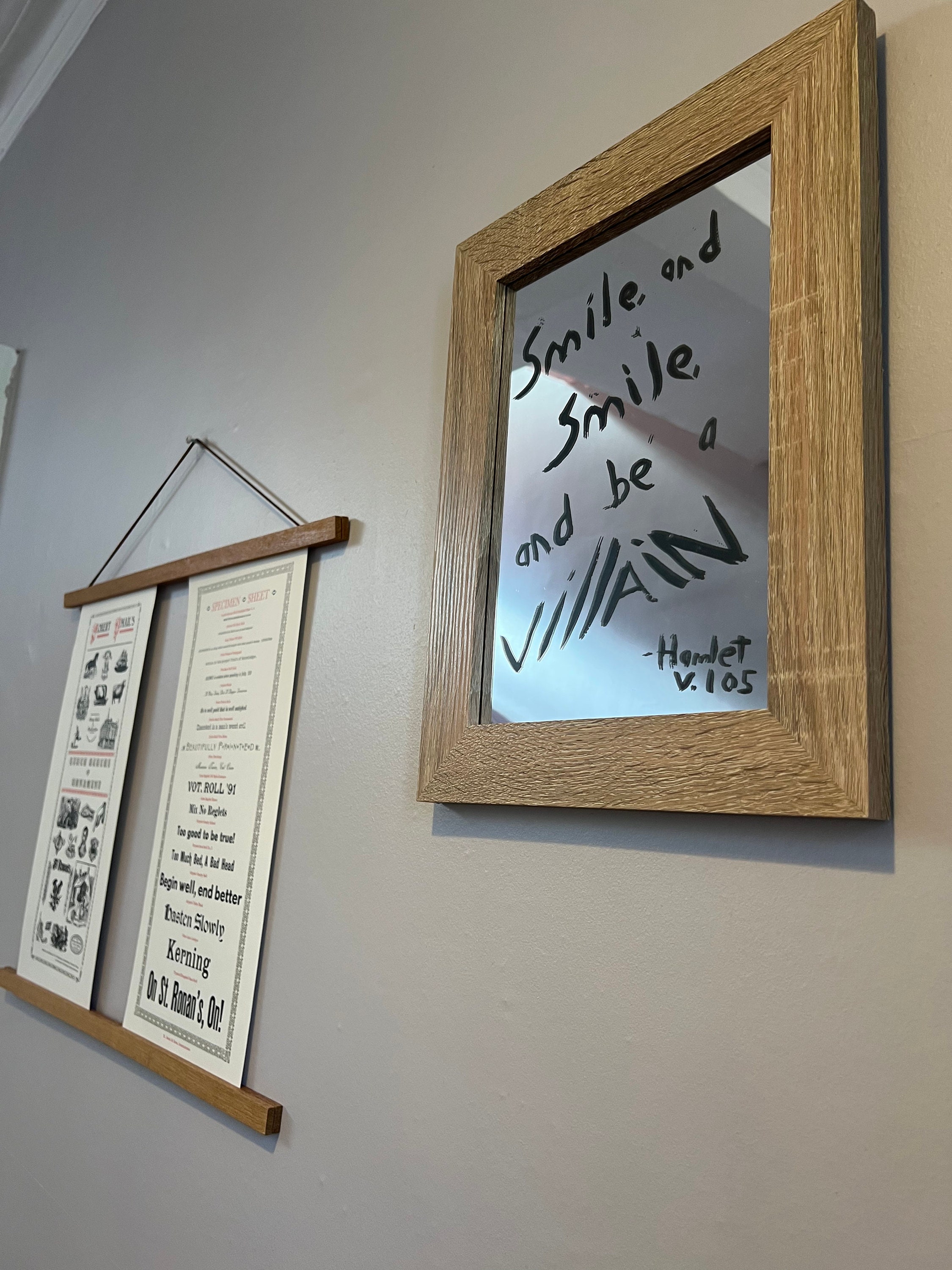 Villain Mirror Light Wood Frame - Etsy