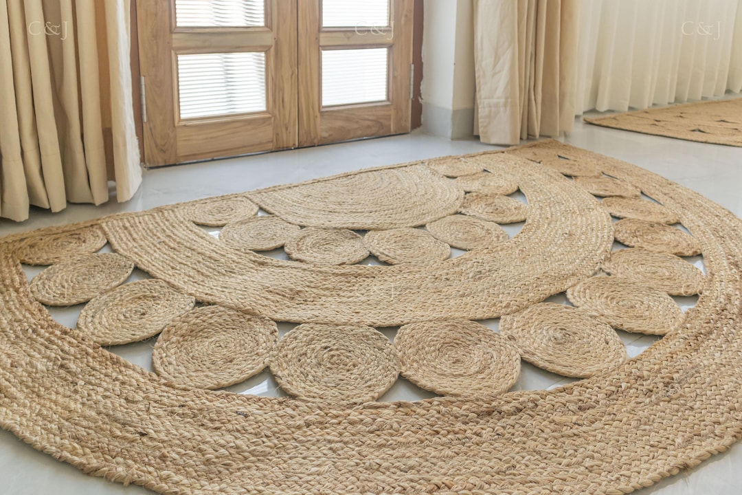 Natural Jute Half Moon Doormat, Semi Circle Area Rug, Boho Entryway Mat ...