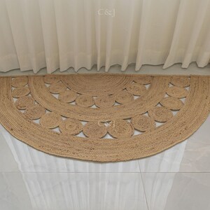 Natural Jute Half Moon Doormat, Semi Circle Area Rug, Boho Entryway Mat ...