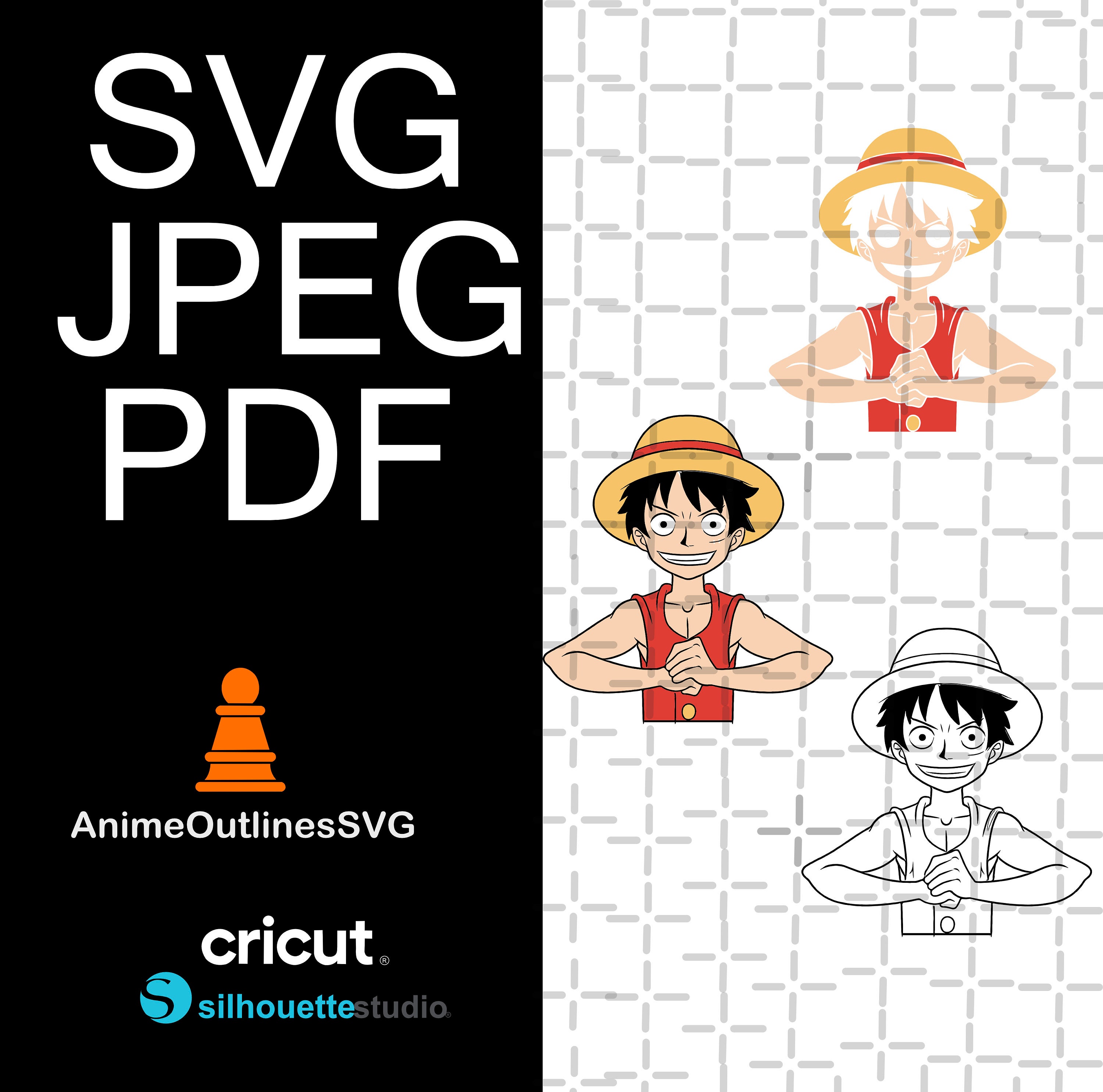 One Piece Luffy SVG PDF JPEG - Etsy