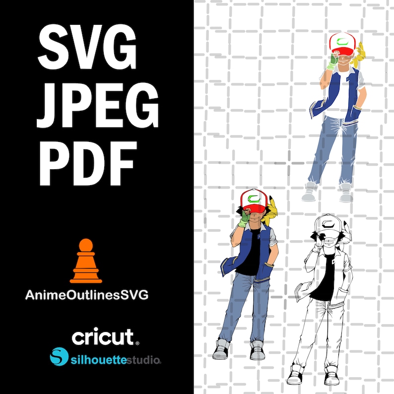 Ash Ketchum SVG JPEG PDF - Etsy