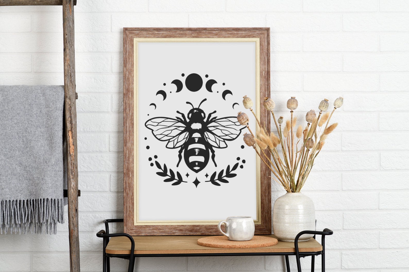Bee and Moon Celestial Vinyl Decal Sticker - Etsy