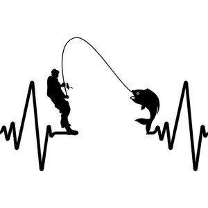 Fishing Heartbeat Vinyl Decal Sticker - Etsy