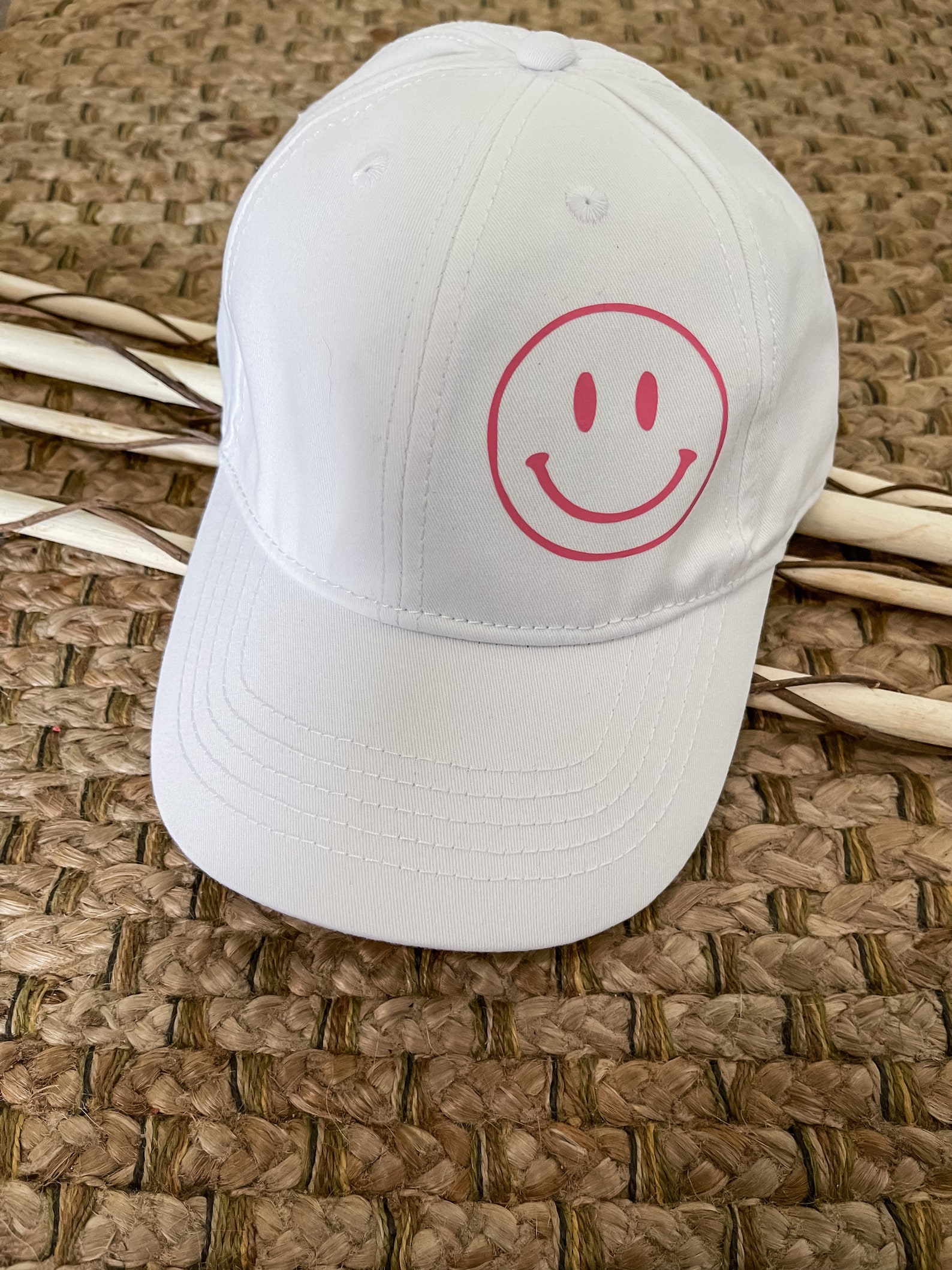 Smiley Face Hat, Smiley Face Ball Cap, Simple Smiley Hat, Neutral Hat ...