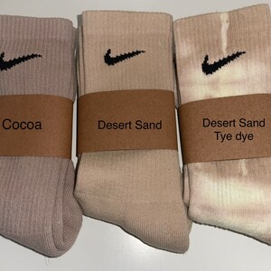 Custom Hand Dyed Nike Brown Socks,everyday Crew Socks,beige,cream,nude ...