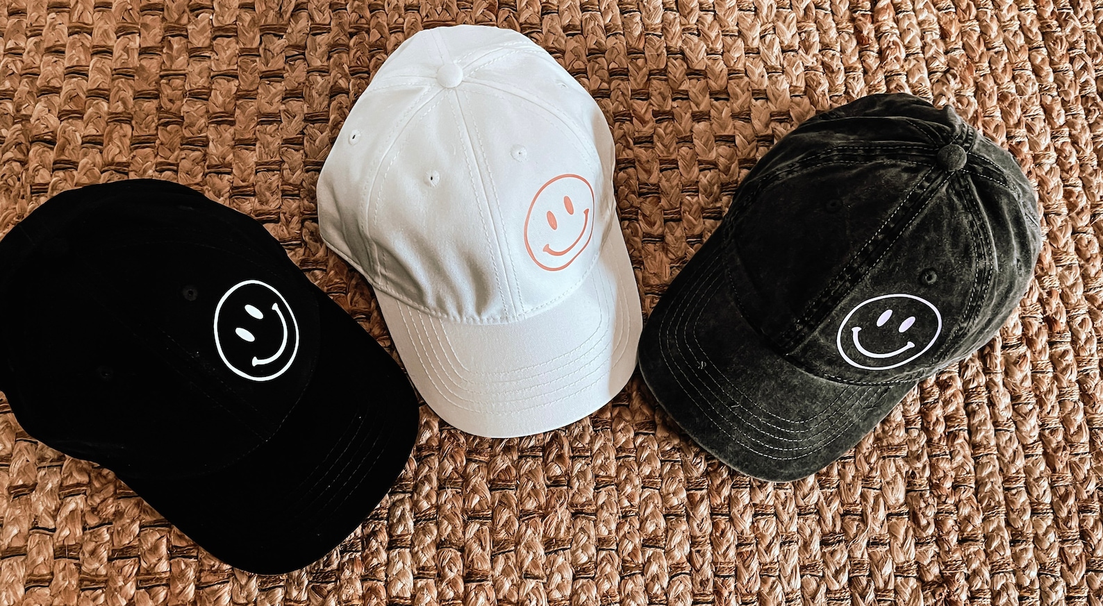 Smiley Face Hat, Smiley Face Ball Cap, Simple Smiley Hat, Neutral Hat ...