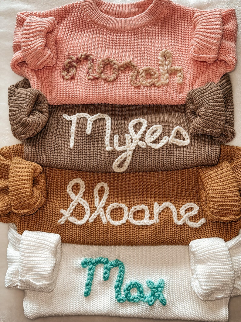 Personalized Hand Embroidered Name Sweater for Babies, Toddlers, Kids ...