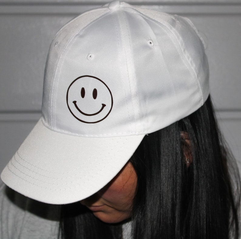 Smiley Face Hat, Smiley Face Ball Cap, Simple Smiley Hat, Neutral Hat ...