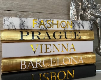 5 Set of Books Customizable Book Stack Fashion Books Glam Decor Books ...