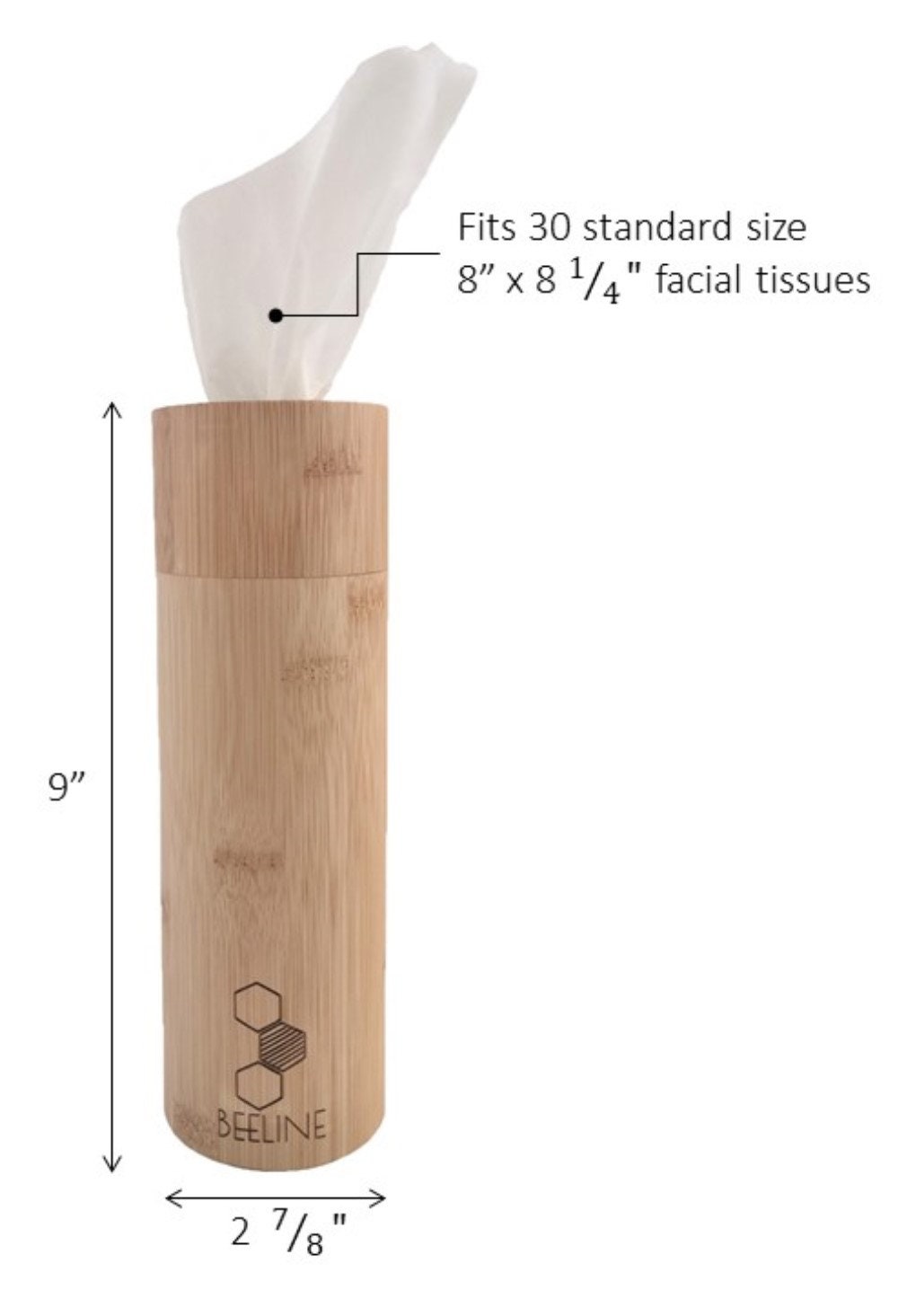 Beeline Tissue Tube - Bamboo Cylinder Round Facial Tissue Box Container ...