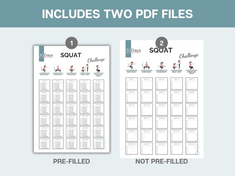 30 Day Squat Challenge: Booty Lift Routine (printable PDF) - Etsy