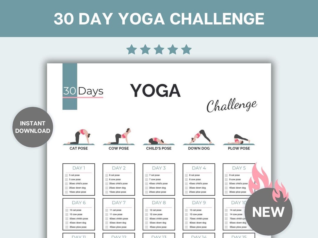 30 Day Yoga Challenge Printable PDF - Yoga for Energy, Posture and ...