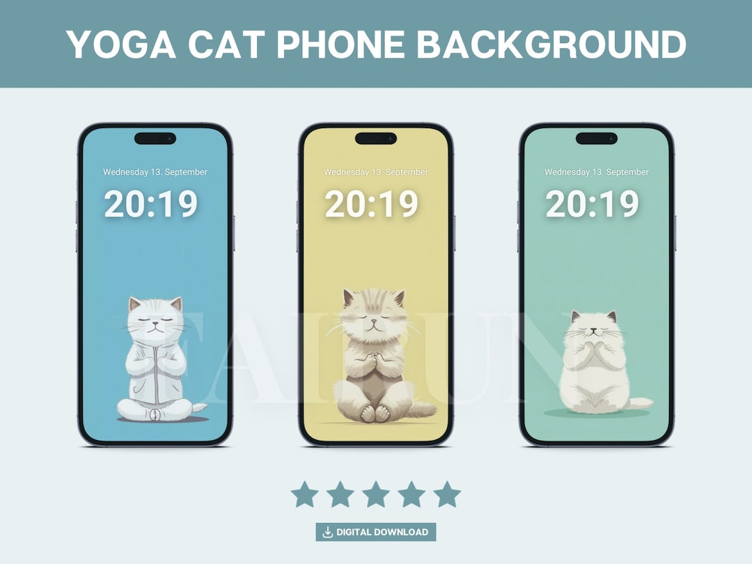Lockscreen Wallpaper Yoga Cat Background: Cute Phone Background for ...