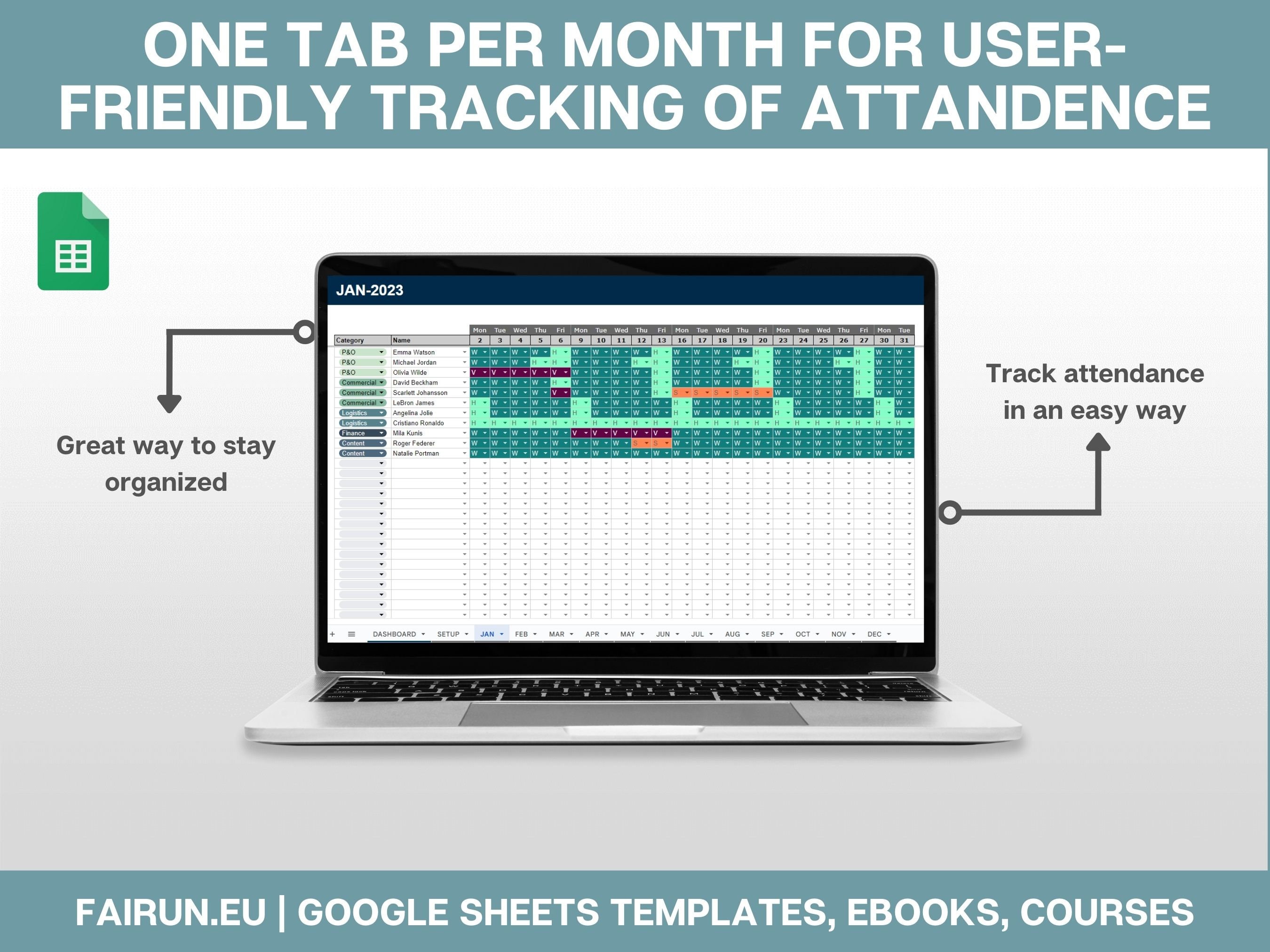 Attendance Sheet & Name Tracking Template, Monthly Attendance Tracker ...