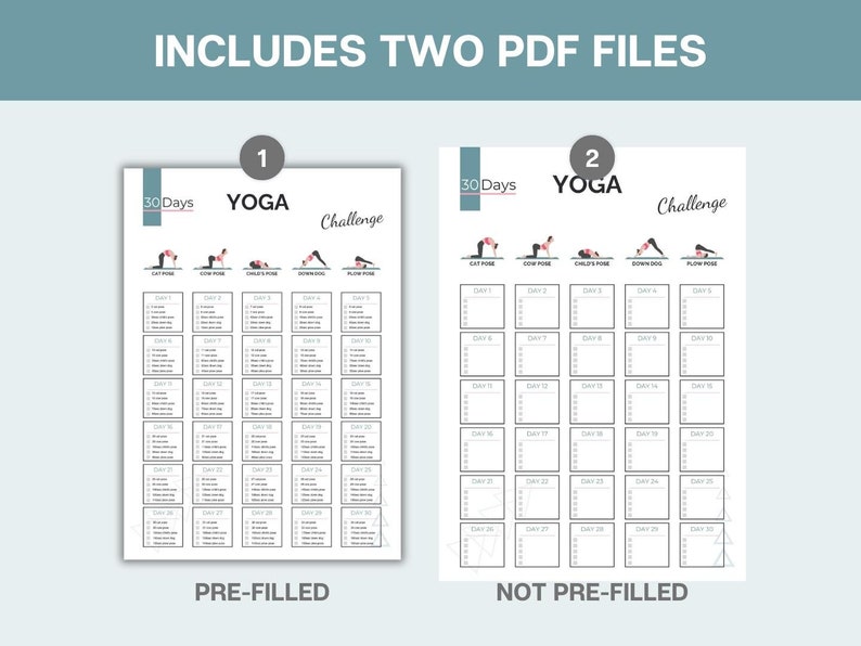 30 Day Yoga Challenge Printable PDF Yoga for Energy, Posture and ...