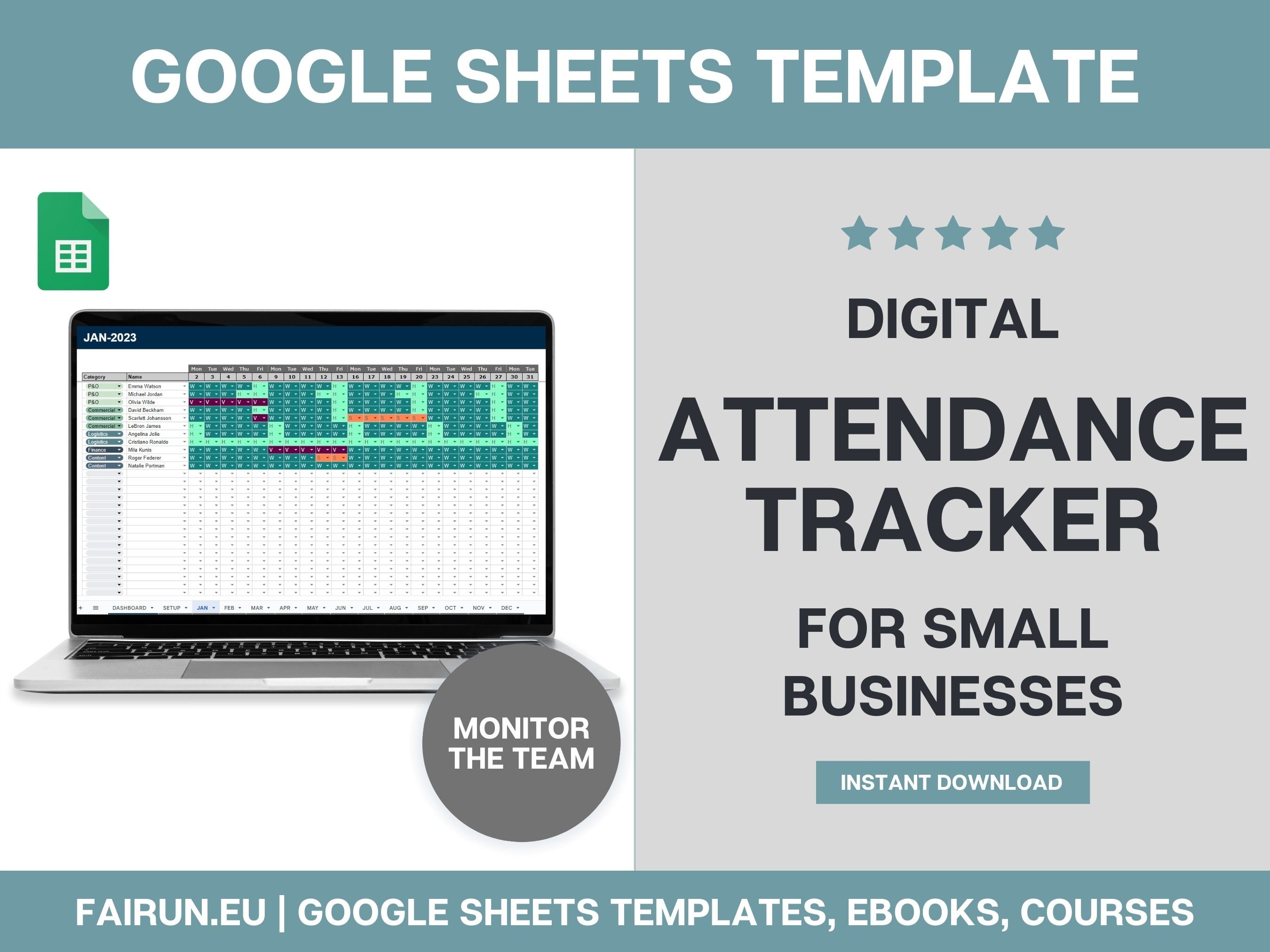 Digital Attendance Tracker: Google Sheets Template (digital Download ...
