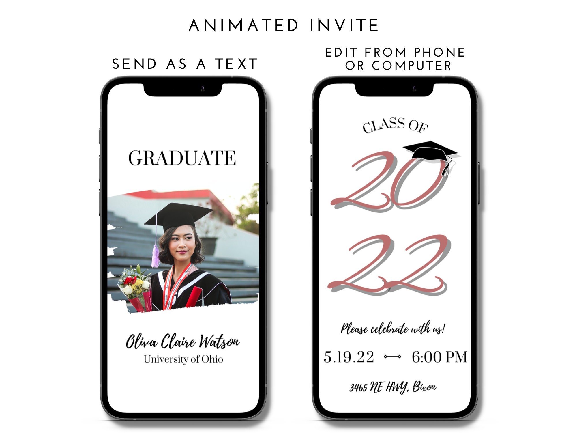 Graduation Invitation Template 2022, Instant Download, Phone Invite ...