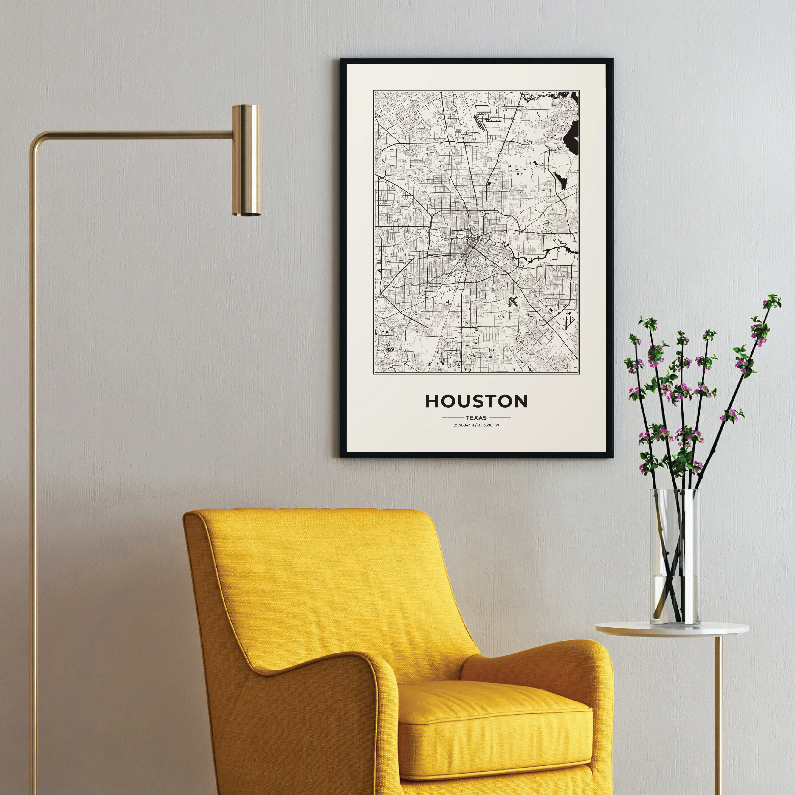 Houston Map Print, Houston Texas Maps, City Map Prints, Wall Art ...