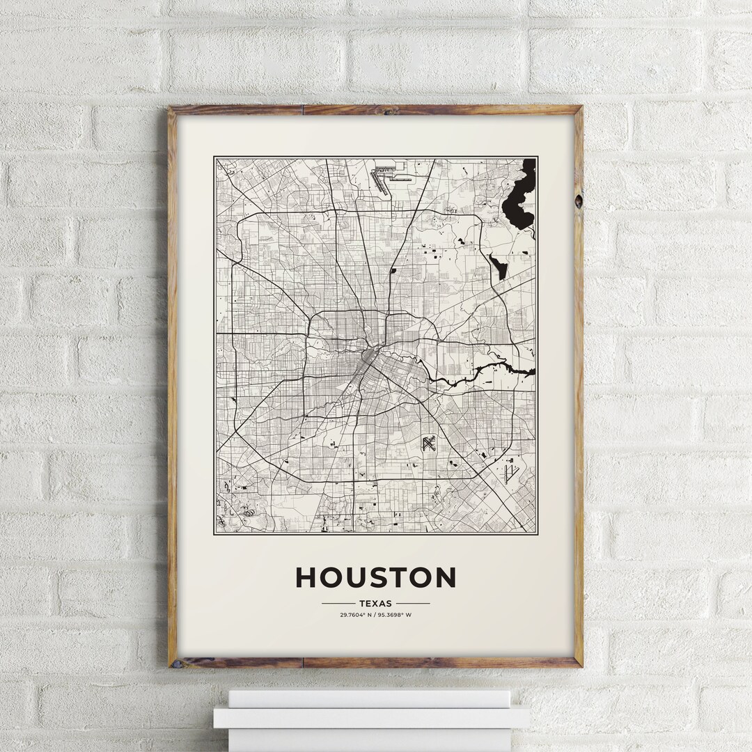 Houston Map Print, Houston Texas Maps, City Map Prints, Wall Art ...