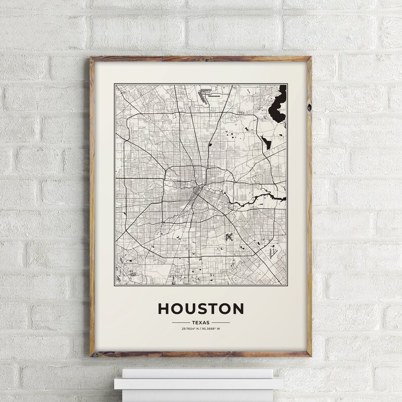 Houston Map Print, Houston Texas Maps, City Map Prints, Wall Art ...