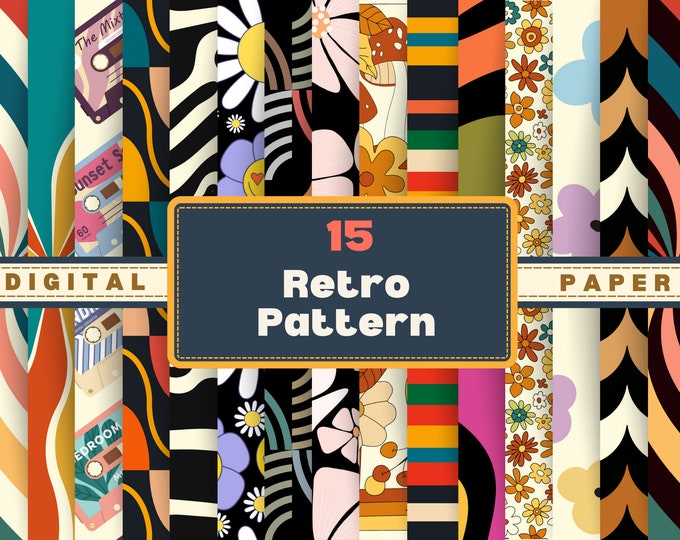 Retro Pattern, Retro Papers, Digital Paper, Patterned Paper, Retro ...