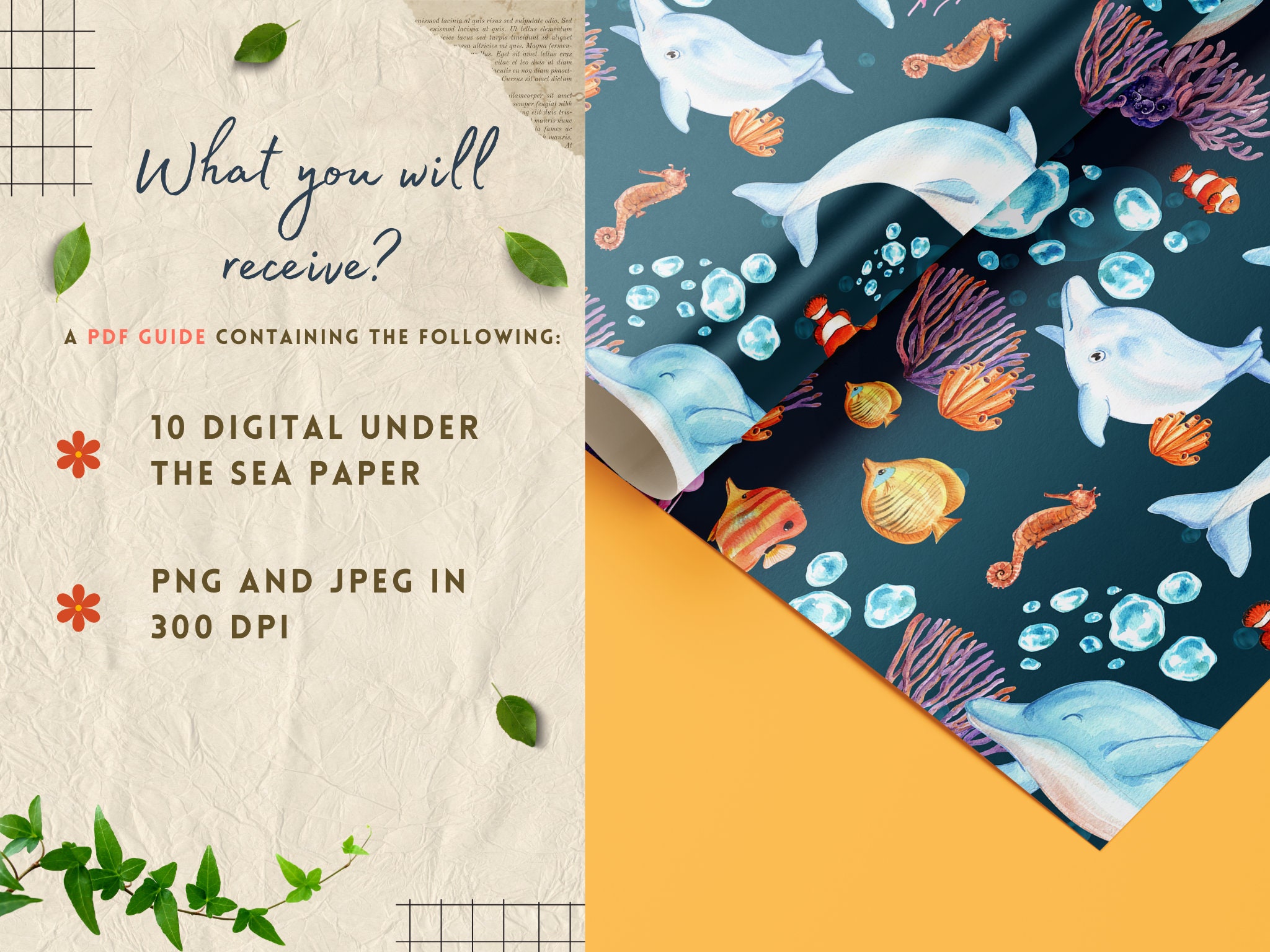 Under the Sea Digital Paper Under the Sea Animals Under the - Etsy