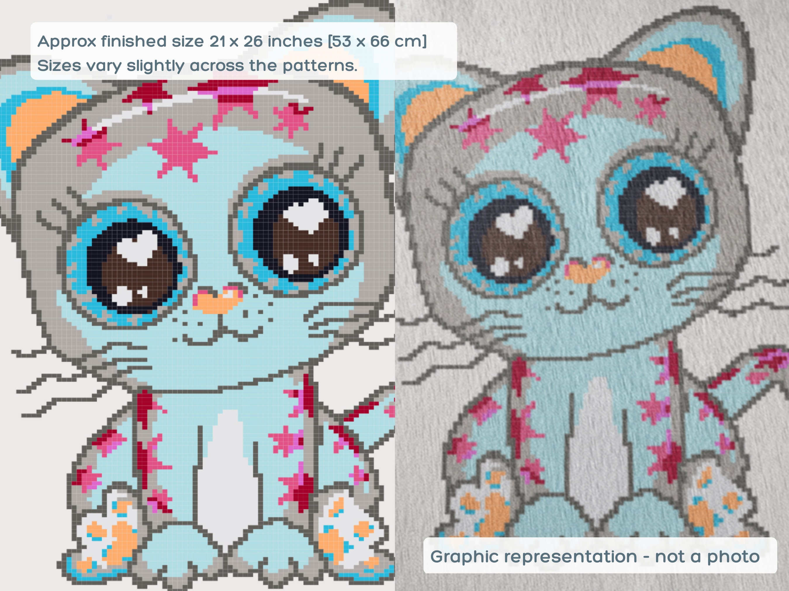 12 X Cute Cat Crochet Patterns for Cozy Blanket Made Using Sc Graphgan ...