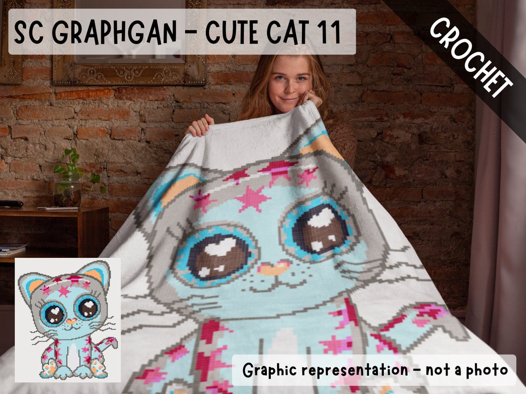 Cute Cat 11 Crochet Pattern for Cozy Blanket Made Using Sc Graphgan ...