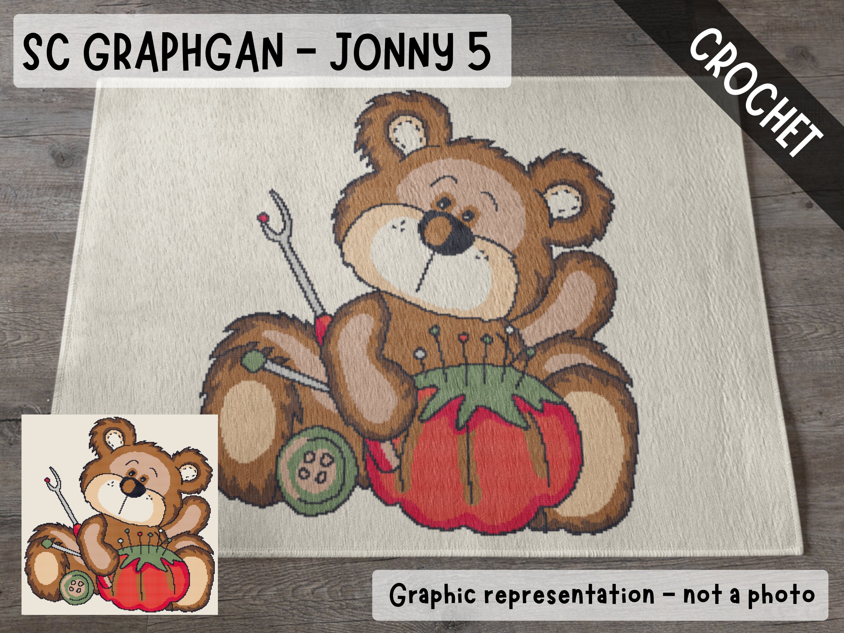 Jonny Crochet Pattern for Cozy Afghan Blanket Made Using Sc Graphgan ...