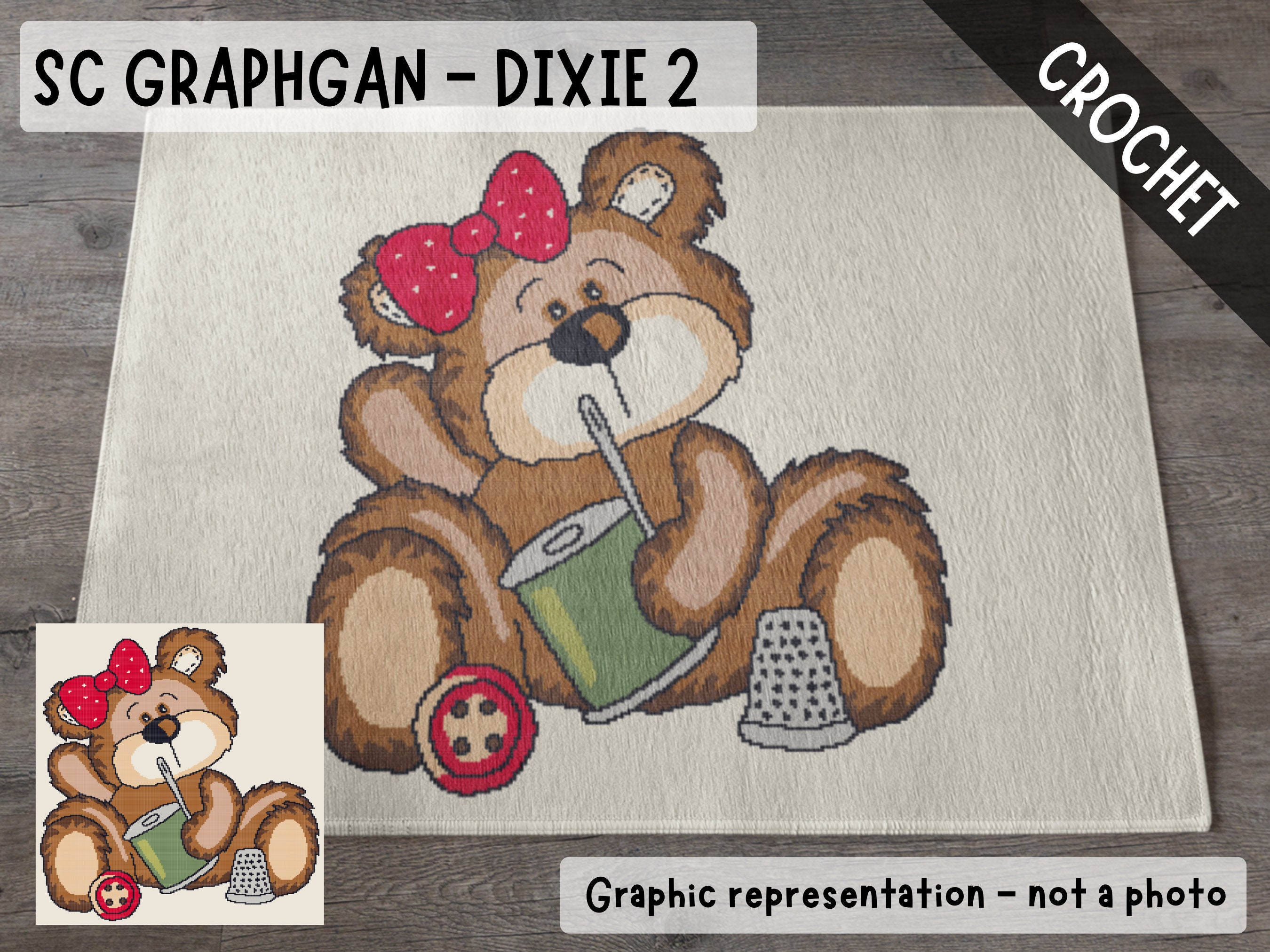 Dixie Crochet Pattern for Cozy Afghan Blanket Made Using Sc Graphgan ...