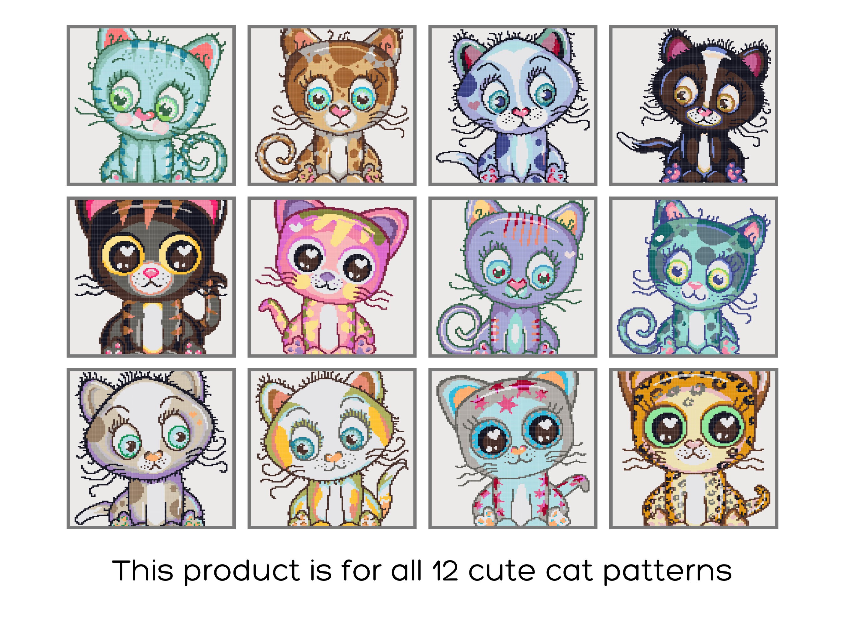 12 X Cute Cat Crochet Patterns for Cozy Blanket Made Using Sc Graphgan ...