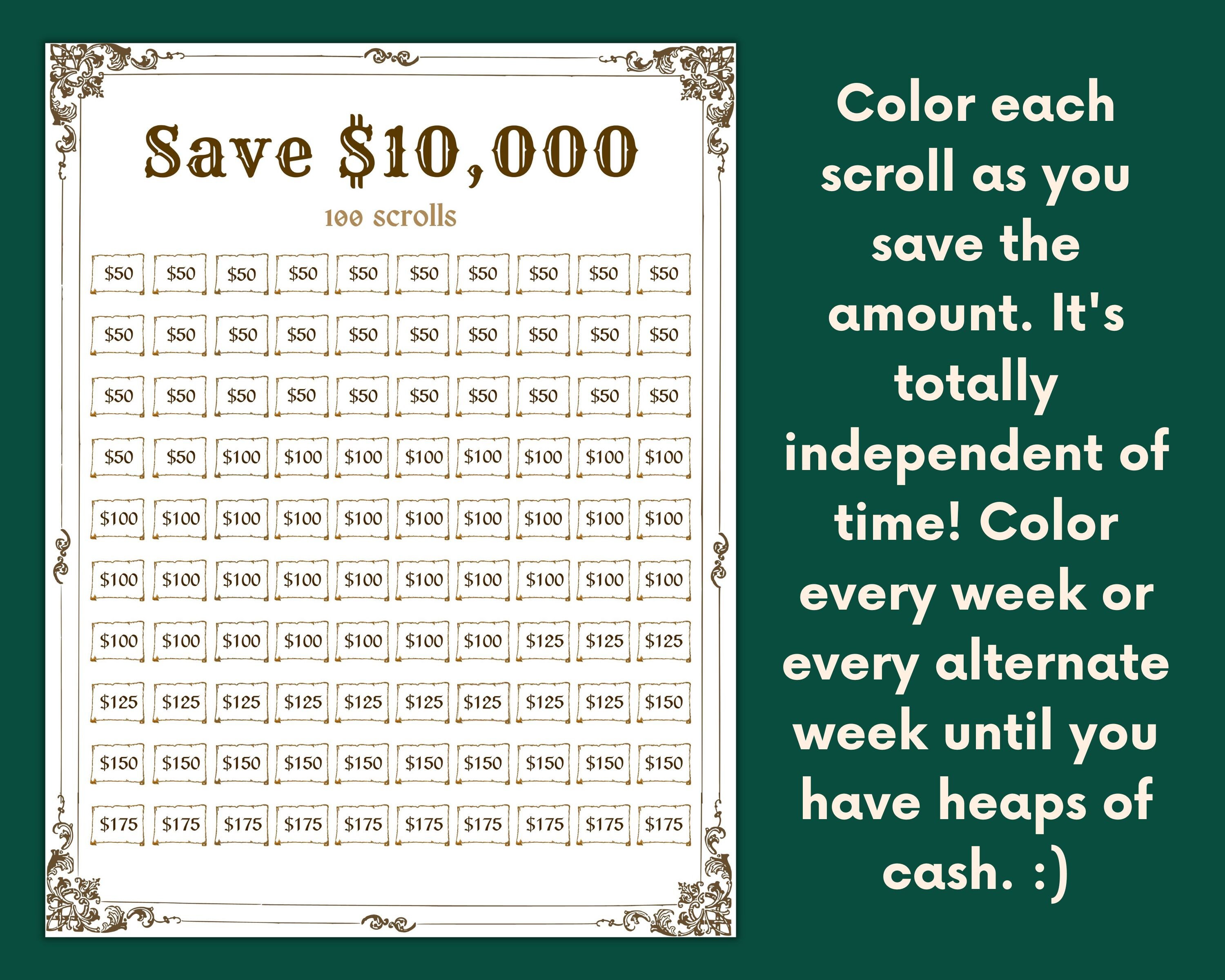 10000 Savings Challenge Printable 10,000 Savings Challenge 100 Envelope ...