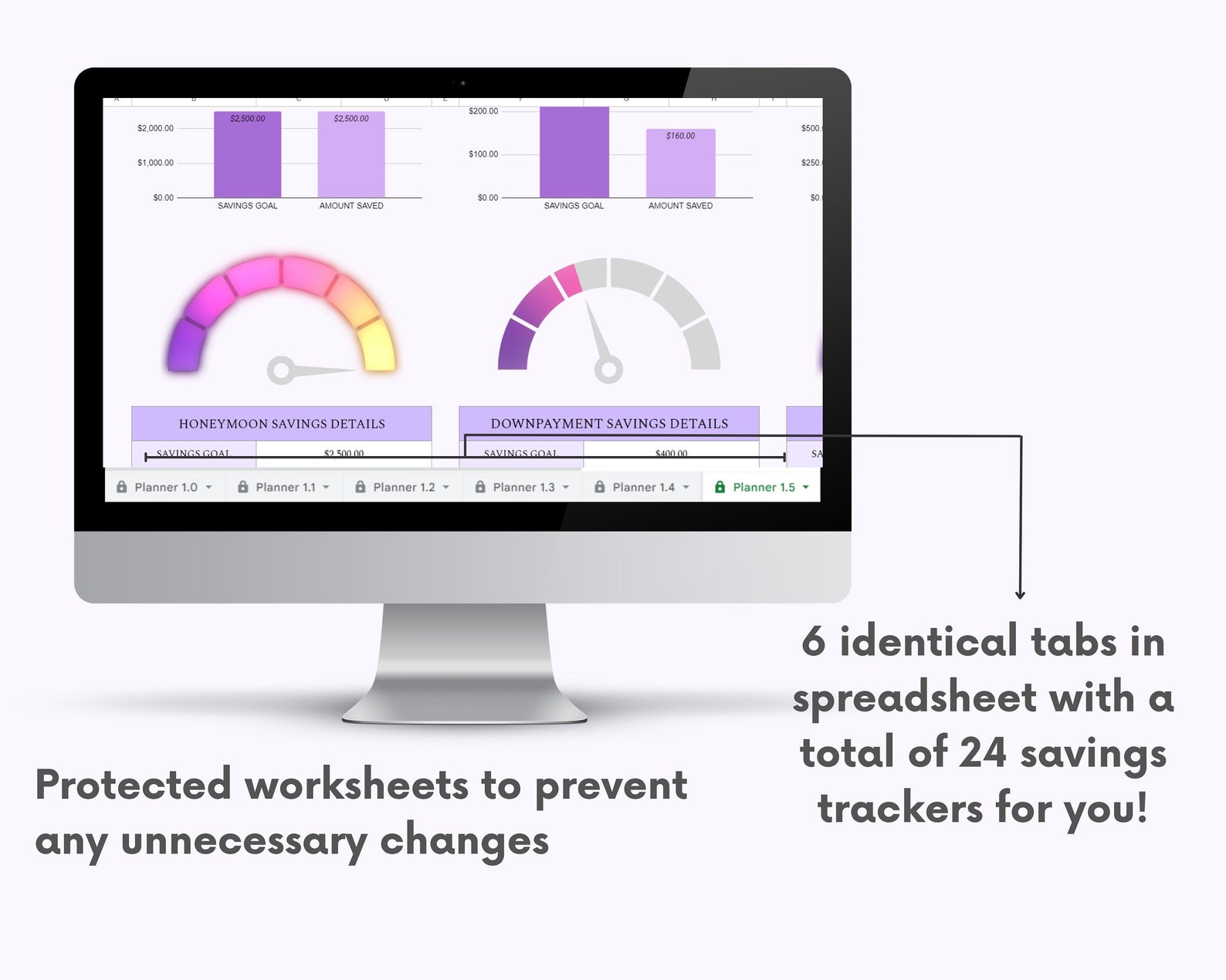 Digital Savings Planner Spreadsheet Purple Google Sheets Savings ...