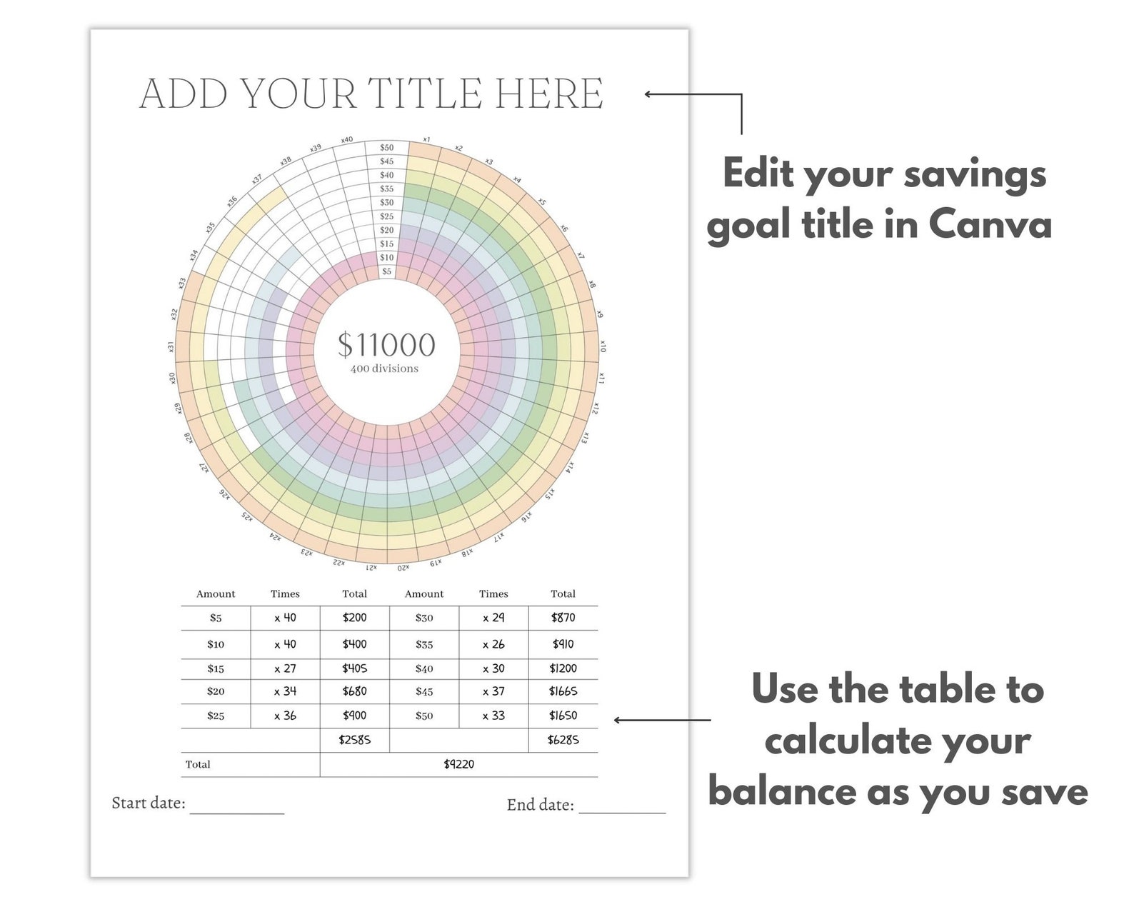 10k Savings Challenge Printable Money Saving Chart 10000 Savings ...